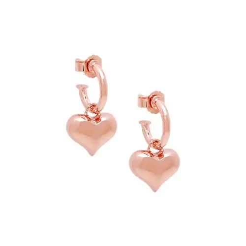 SEVEN SAINTS Puffy Heart Dangle Hoop Earrings - Rose