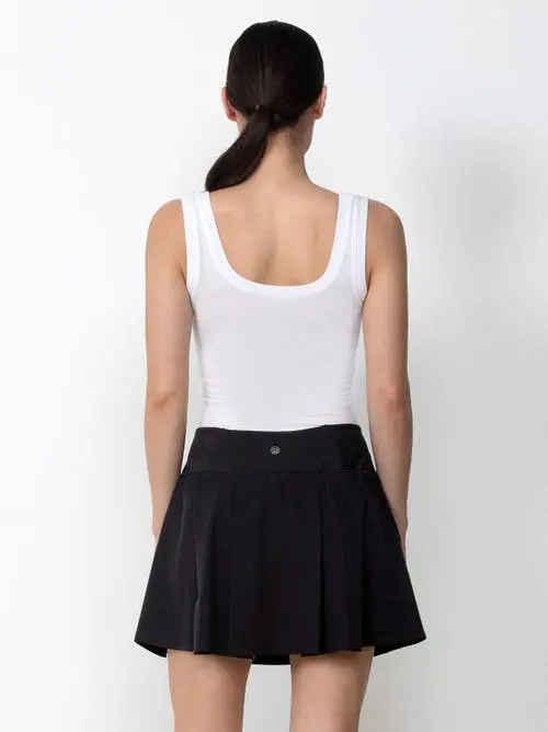SINGLE STITCH Pleated Skort With Built-in Shorts - Black