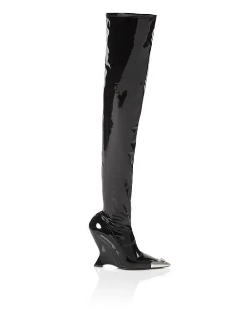 Philipp Plein Thigh-high Latex Boots With Metal Toe Cap