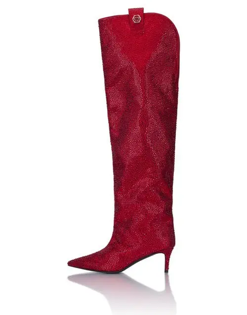 Philipp Plein Low-heel Overknee Boots Mixed Strass 6