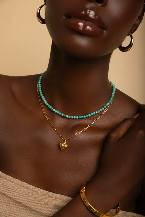 SEVEN SAINTS Turquoise Choker Necklace - Gold