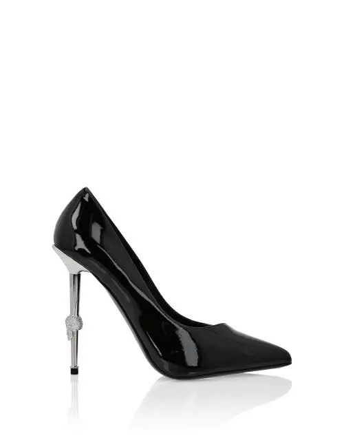 Philipp Plein Patent Leather Stiletto Pumps With Embellished Heel