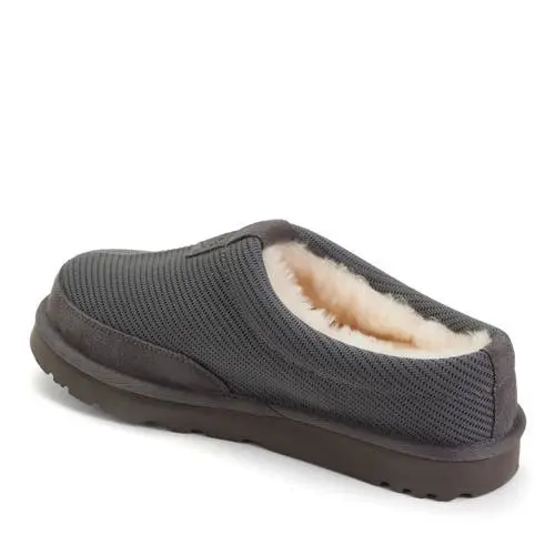 DEARFOAMS Fireside Grafton Sport Knit Water Repellent Twill Clog With Genuine Shearling - Grey