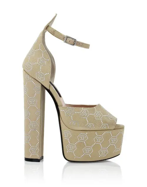 Philipp Plein Embellished Monogram Platform High Heel Sandals