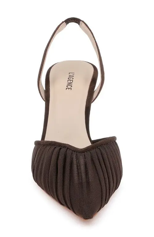 L'Agence Bowery Pointed Toe Slingback Pump - Chocolate