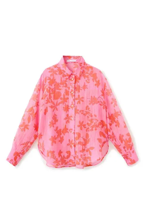 Mango Relaxed Fit Crinkle Button-up Shirt
