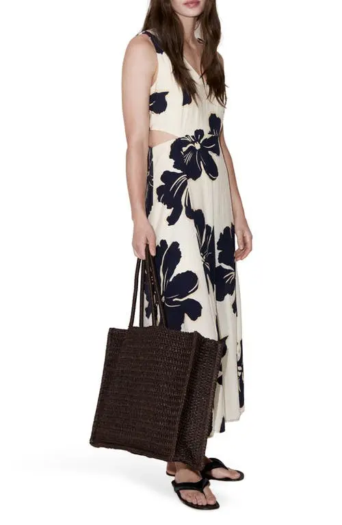 Mango Floral Print Cutout Sleeveless Maxi Dress