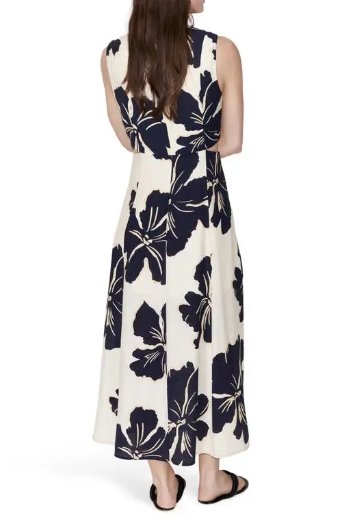 Mango Floral Print Cutout Sleeveless Maxi Dress