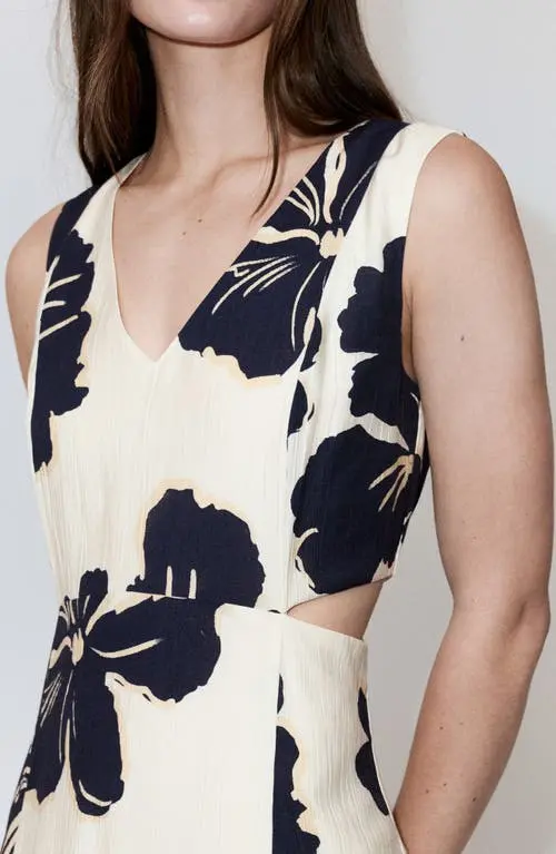 Mango Floral Print Cutout Sleeveless Maxi Dress