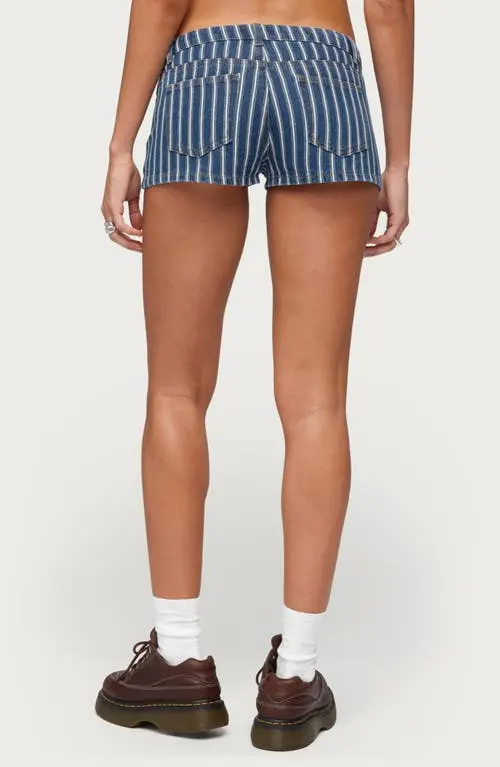 EDIKTED Odie Stripe Denim Shorts
