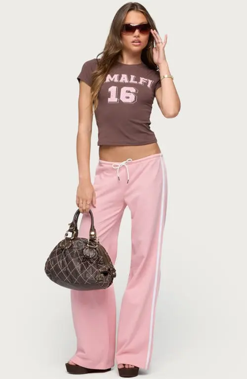 EDIKTED Amalfi Contrast Stretch Cotton Blend Crop Graphic T-shirt