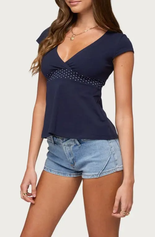 EDIKTED Indygo Polka Dot Babydoll Top