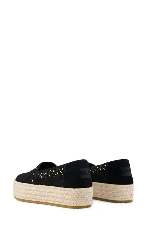 Toms Platform Espadrilles With Frayed Edges - Black