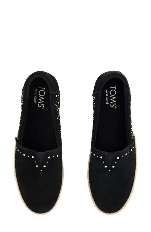 Toms Platform Espadrilles With Frayed Edges - Black