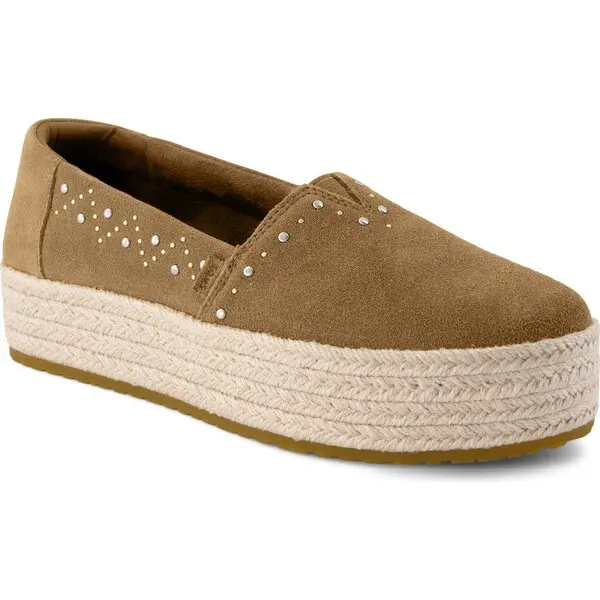 Toms Platform Espadrilles With Frayed Edges - Light/pastel Brown