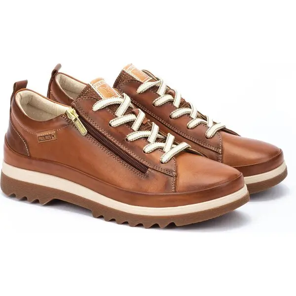 Pikolinos Vigo Leather Sneakers With Zip Closure - Brandy