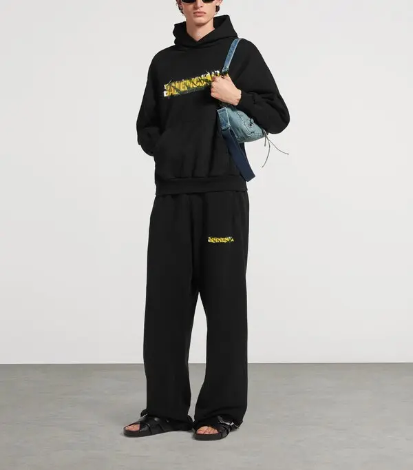 Balenciaga Cotton Messy Spray Logo Sweatpants