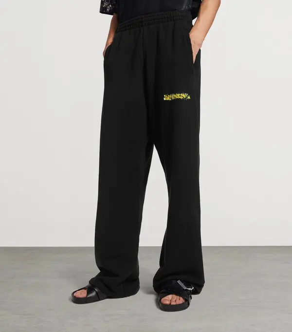 Balenciaga Cotton Messy Spray Logo Sweatpants