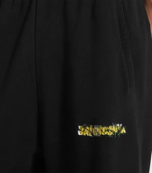 Balenciaga Cotton Messy Spray Logo Sweatpants