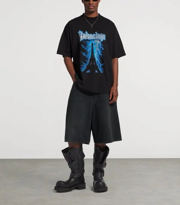 Balenciaga Cotton Paris Thunderstorm T-shirt