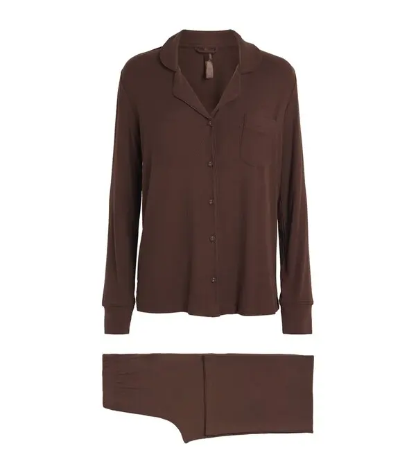 SKIMS Soft Lounge Ribbed Pyjama Set - Brown