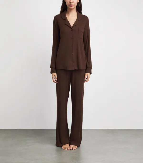 SKIMS Soft Lounge Ribbed Pyjama Set - Brown