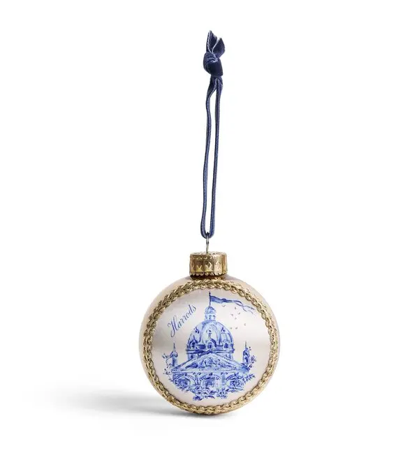 Harrods Silk Toile Face Bauble - Green