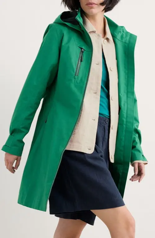 SEASALT CORNWALL Coverack Waterproof Organic Cotton Raincoat With Removable Hood - Glade