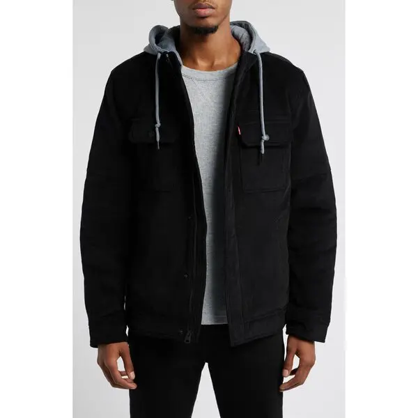 LEVI'S Hooded Corduroy Jacket - Black