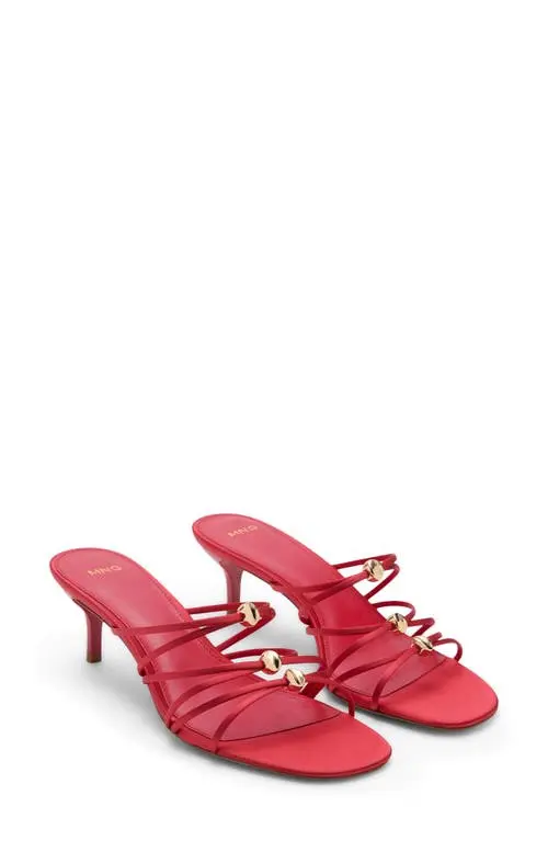 Mango Kitten Heel Satin Strap Sandal