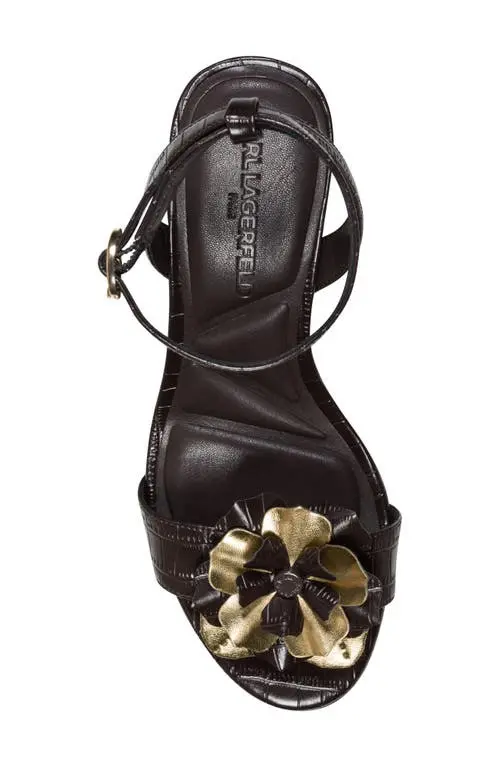 Karl Lagerfeld Paris Haden Ankle Strap Sandal With Floral Embellishment