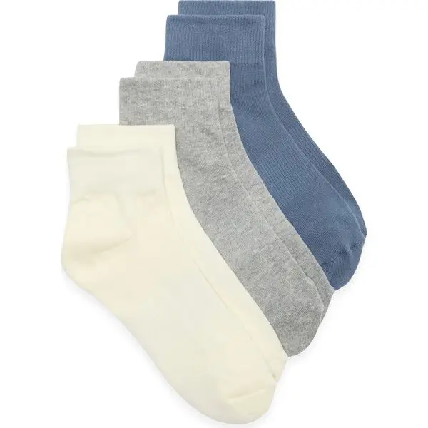 Nordstrom 3-pack Quarter Socks - Ivory Grey Multi