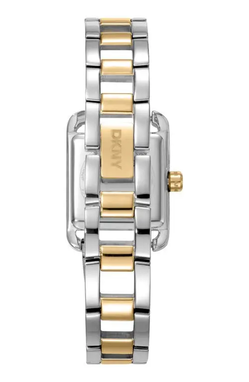 Dkny Rectangular Bracelet Watch And Chain Bracelet Set - Silver