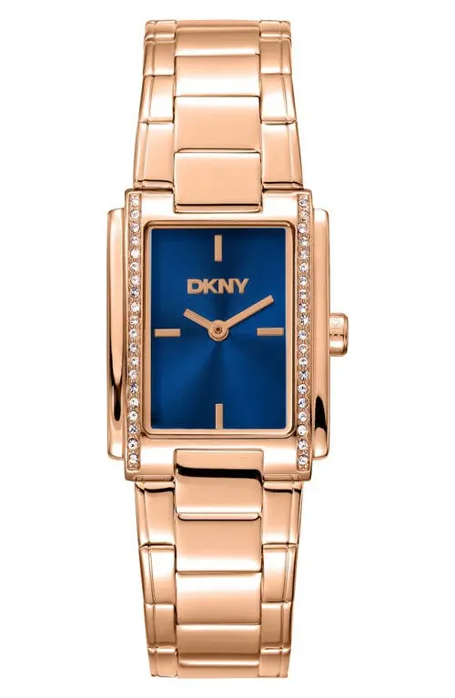 Dkny Crystal Embellished Stainless Steel Bracelet Watch - Dark Blue