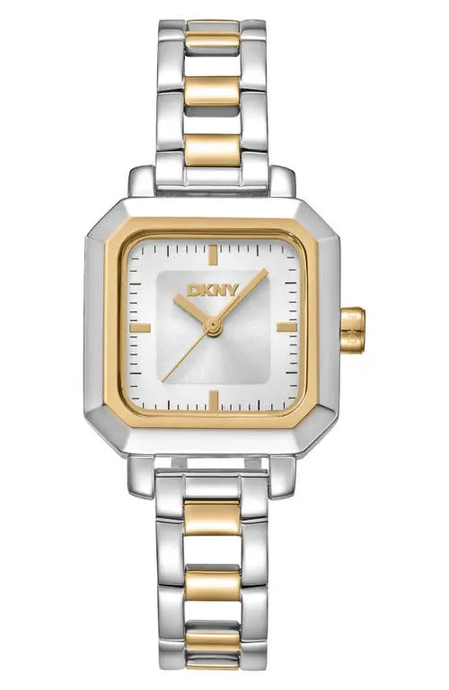 Dkny Petite Square Stainless Steel Link Bracelet Watch - Silver