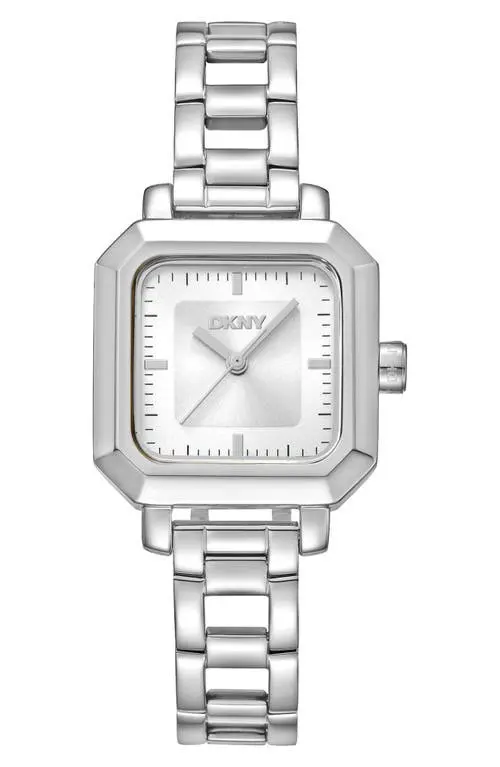 Dkny Petite Square Stainless Steel Link Bracelet Watch - Silver