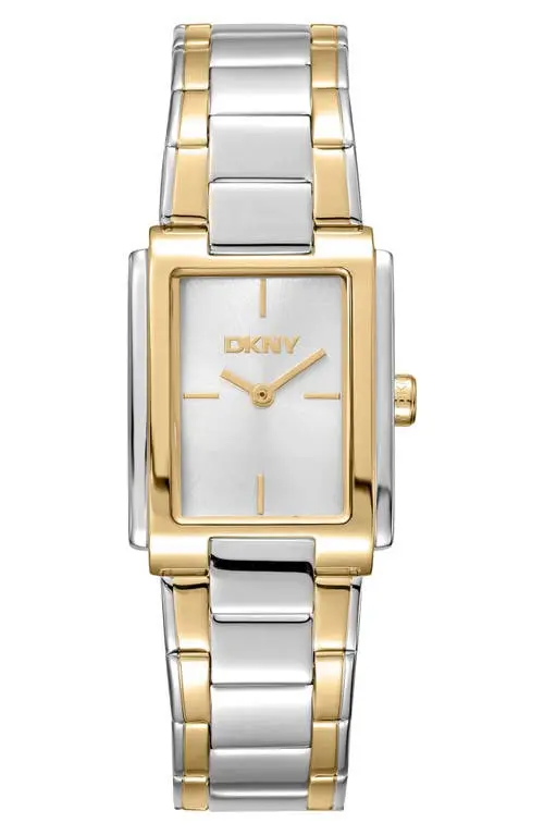 Dkny Rectangular Two-hand Bracelet Watch - Silver/gold Multi
