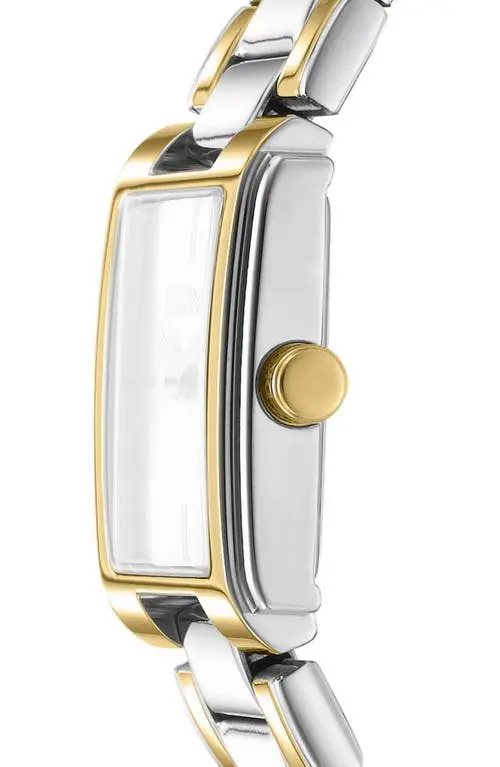 Dkny Rectangular Two-hand Bracelet Watch - Silver/gold Multi