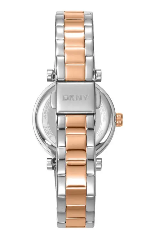 Dkny Essentials Two-tone Crystal Marker Bracelet Watch - Silver