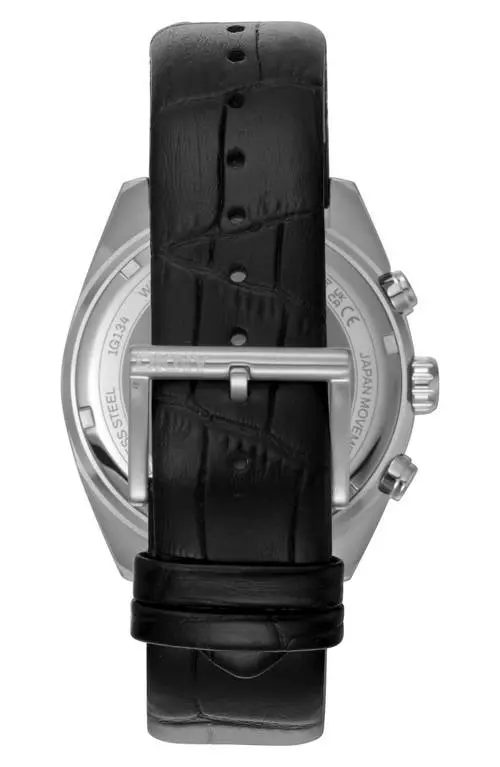 Dkny Chronograph Watch With Leather Strap - Black