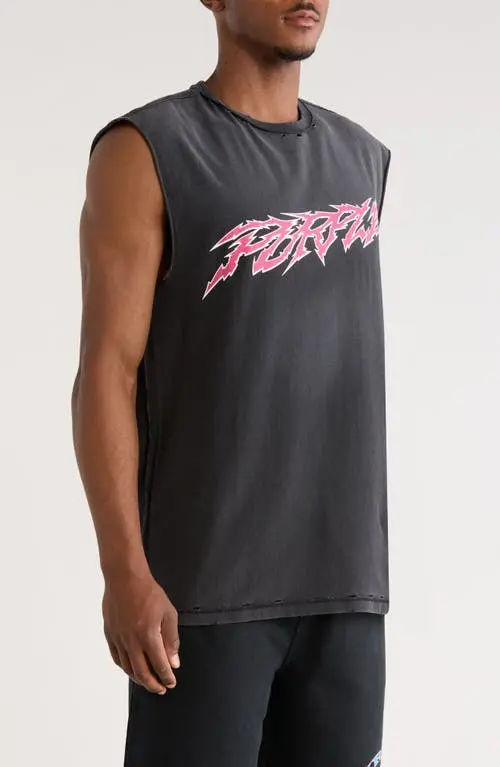 PURPLE BRAND Distressed Sleeveless Graphic T-shirt