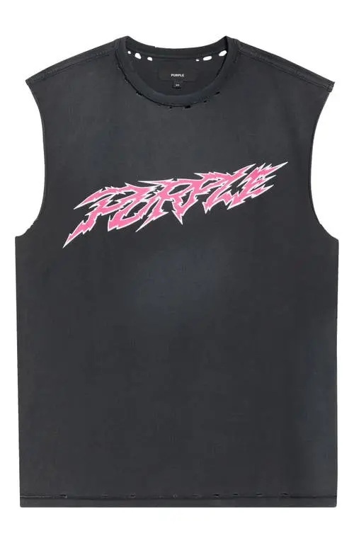 PURPLE BRAND Distressed Sleeveless Graphic T-shirt