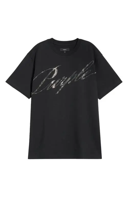 PURPLE BRAND Crystal Embellished Logo Graphic T-shirt