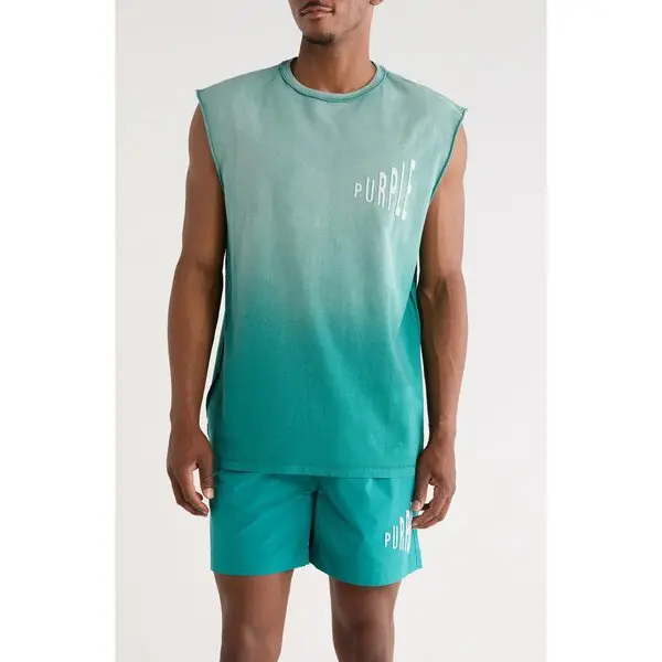 PURPLE BRAND Distressed Sleeveless Graphic T-shirt - Green