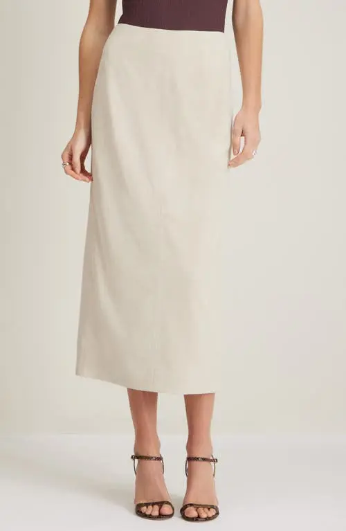 Nordstrom Suede Midi Skirt - Beige Oatmeal