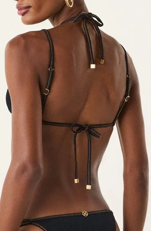 VIX PAULA HERMANNY Triangle Bikini Top With Hardware Trim - Black