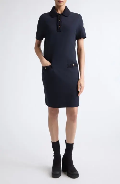 Moncler Cotton Piqué Polo Mini Dress - Blue