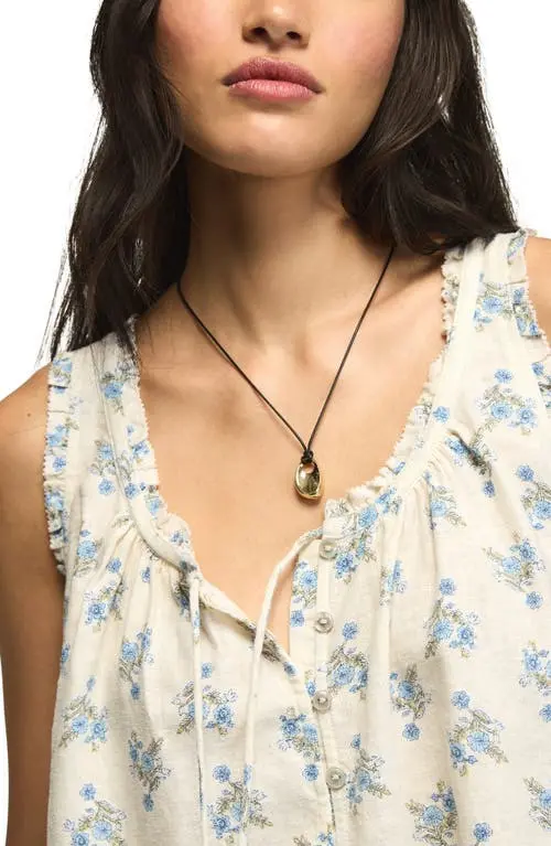 Lucky Brand Floral Print Tie-detailed Swing Tank - Cream Multi