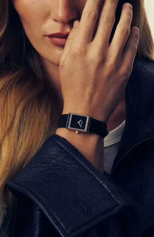 BREDA Small Virgil Leather Strap Tank Watch