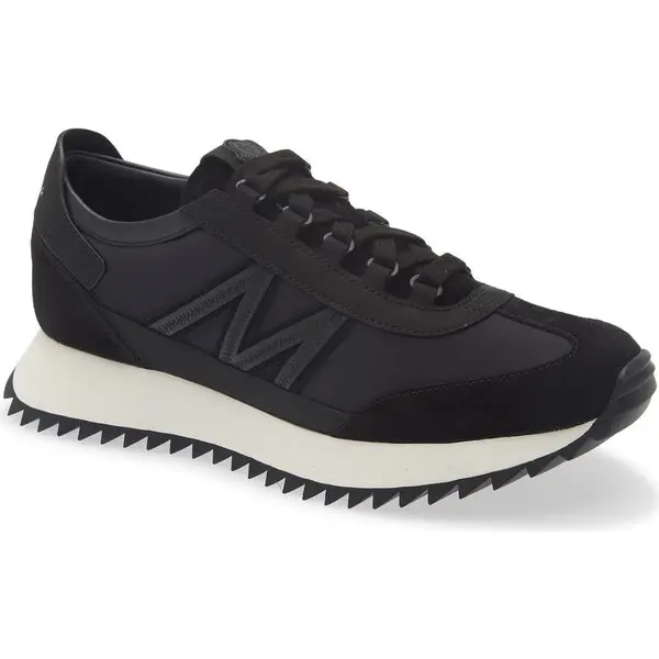 Moncler Suede & Nubuck Lace-up Sneakers - Black